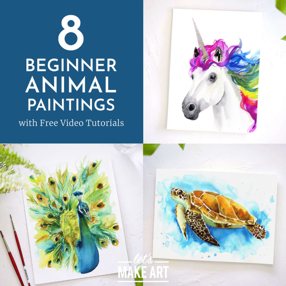 Beginner Animal Watercolor Paintings– Let's Make Art